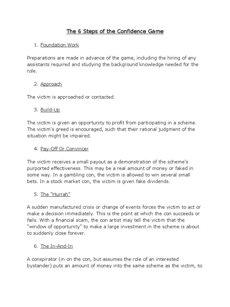 Steps in the Confidence Game | PDF