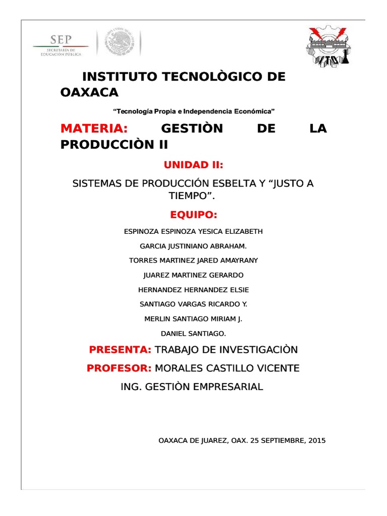 Unidad 3, Sistemas de Produccion Esbelta y Justo A Tiempo | PDF | Lean Manufacturing | Inventario