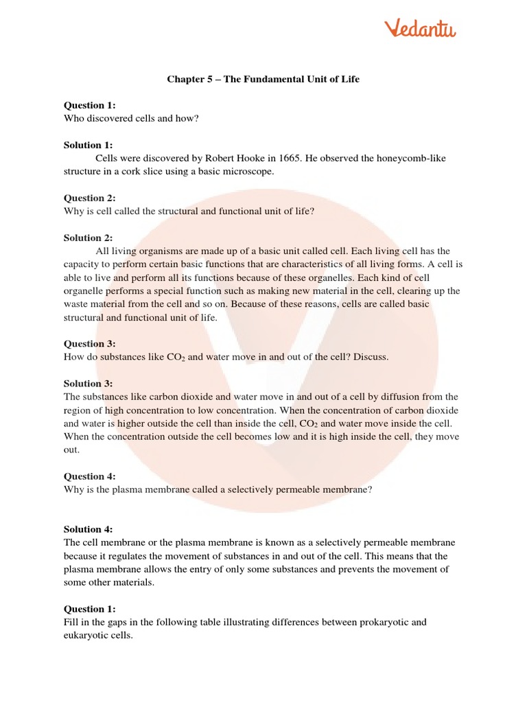 Ncert Solutions Class 9 Science Chapter 5 | PDF | Eukaryotes | Cell ...