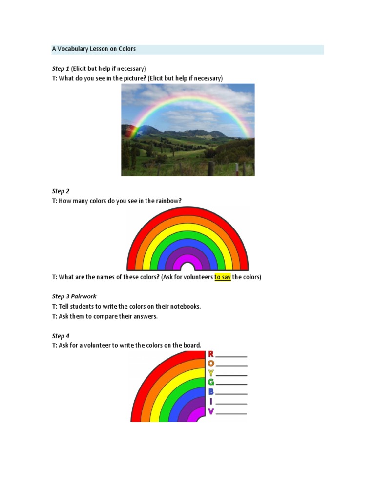 A Vocabulary Lesson On Colors | PDF