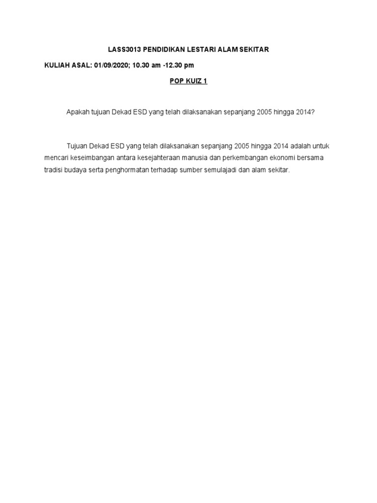 Pop Kuiz 1 | PDF | Sains & Matematika