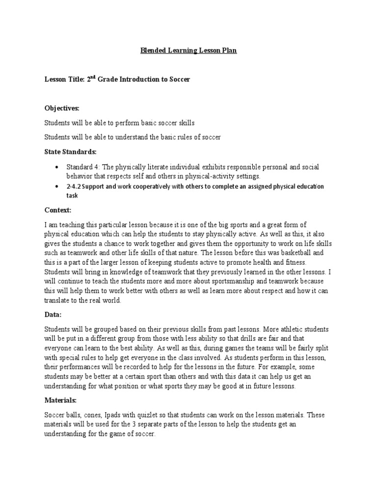 Blended Learning Lesson Plan | Download Free PDF | Physical Education ...