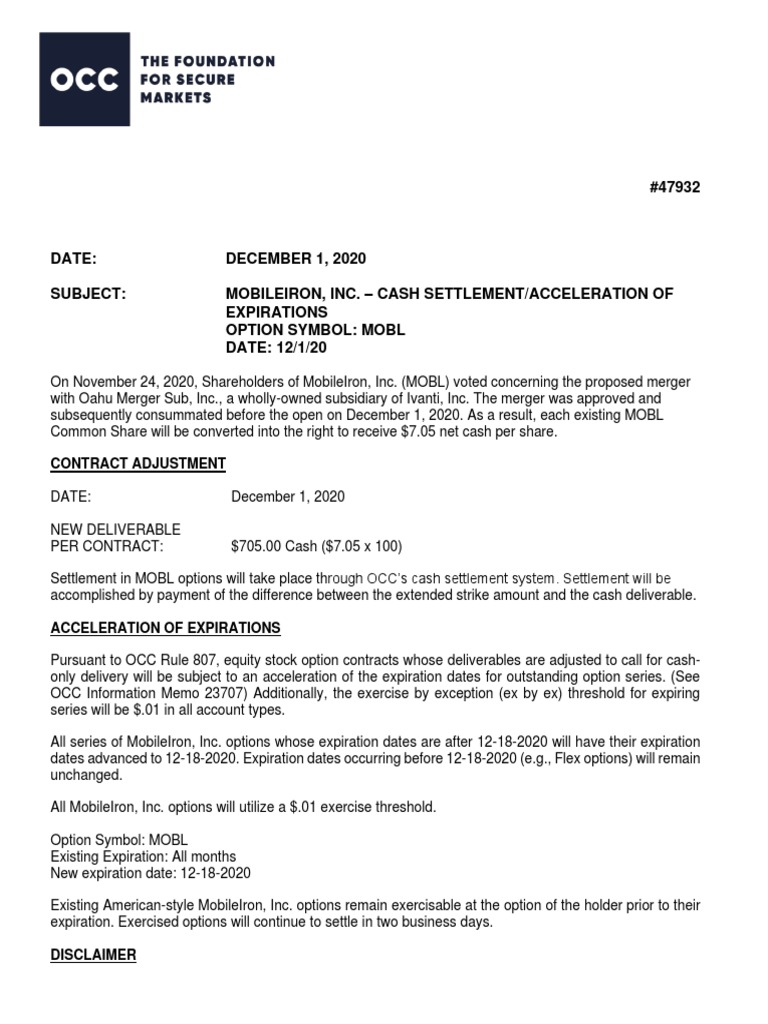 Contract Adjustment | PDF | Option (Finance) | Mergers And Acquisitions