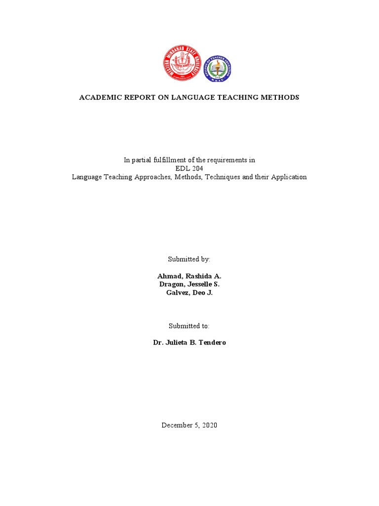 Academic Report On Language Teaching Methods | PDF | Teaching Method ...