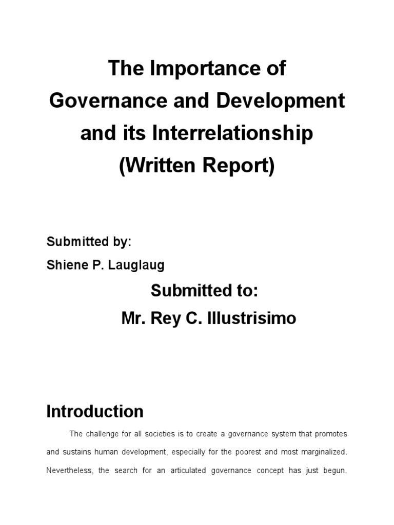 The Importance of Governance and Development and Its Interrelationship ...