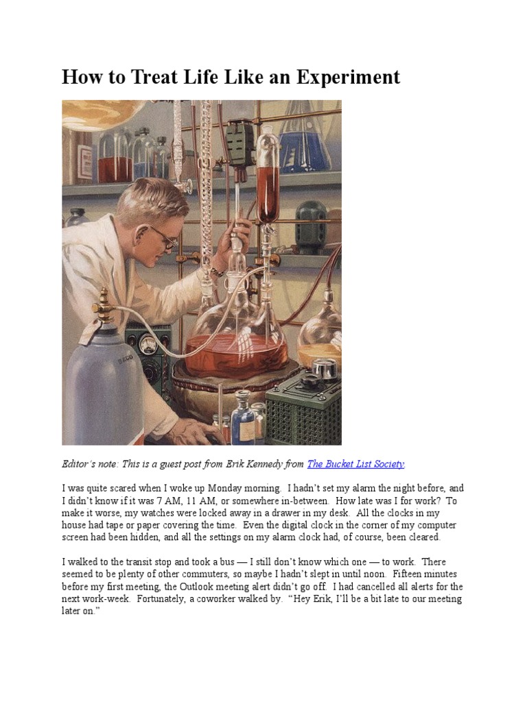 Life as an Experiment: A Guide | PDF | Experiment | Spreadsheet