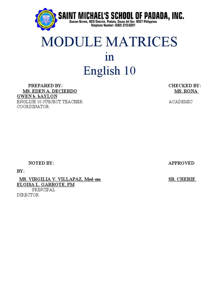 English 10 Module Matrices | PDF