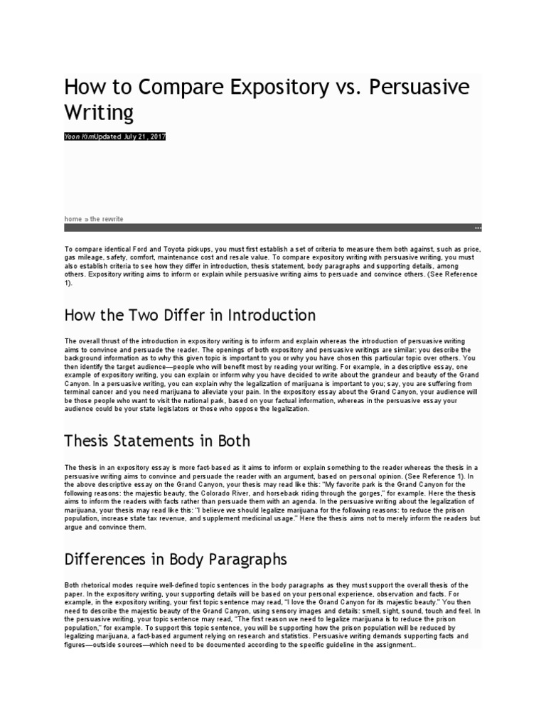 Expository vs. Persuasive Writing | PDF | Essays | Cognitive Science