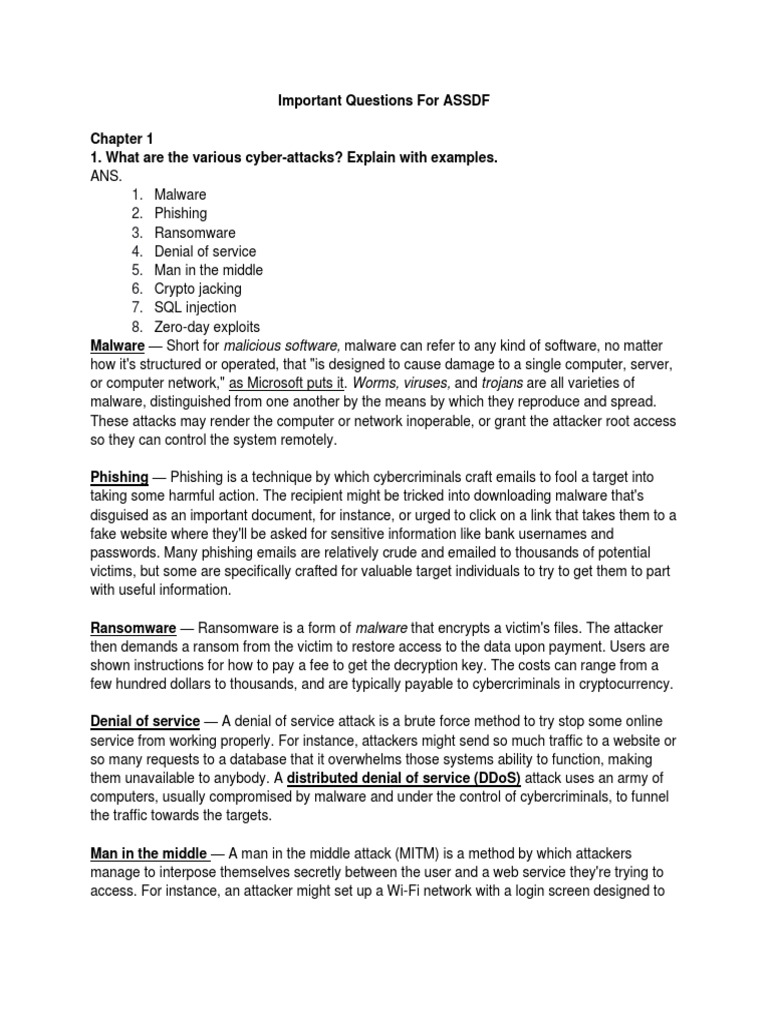 Important Questions For ASSDF | PDF | Transport Layer Security | Phishing