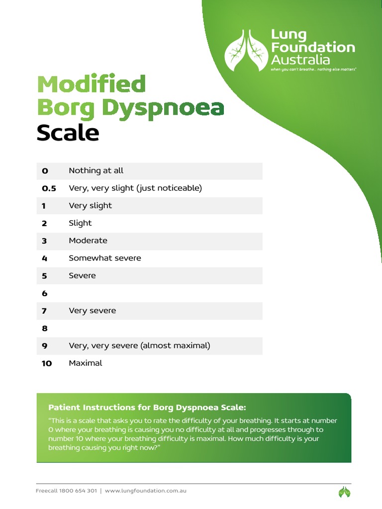 Modified Borg Dyspnea Scale Guide | PDF