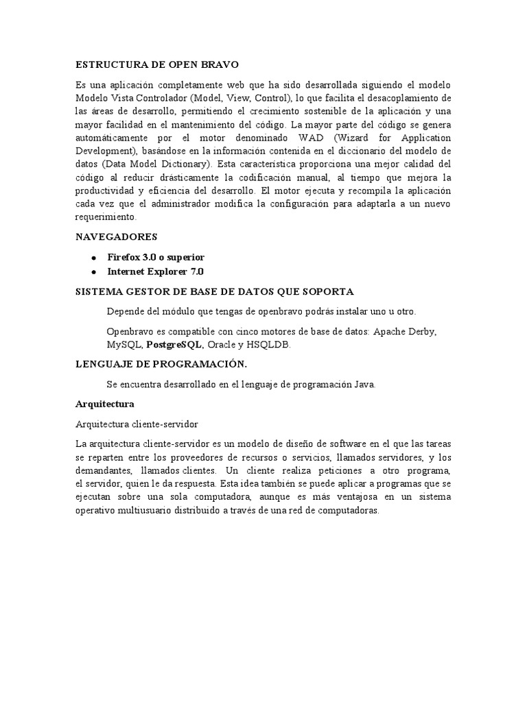 Estructura de Open Bravo | PDF | Páginas del servidor Java | Java (lenguaje de programación)