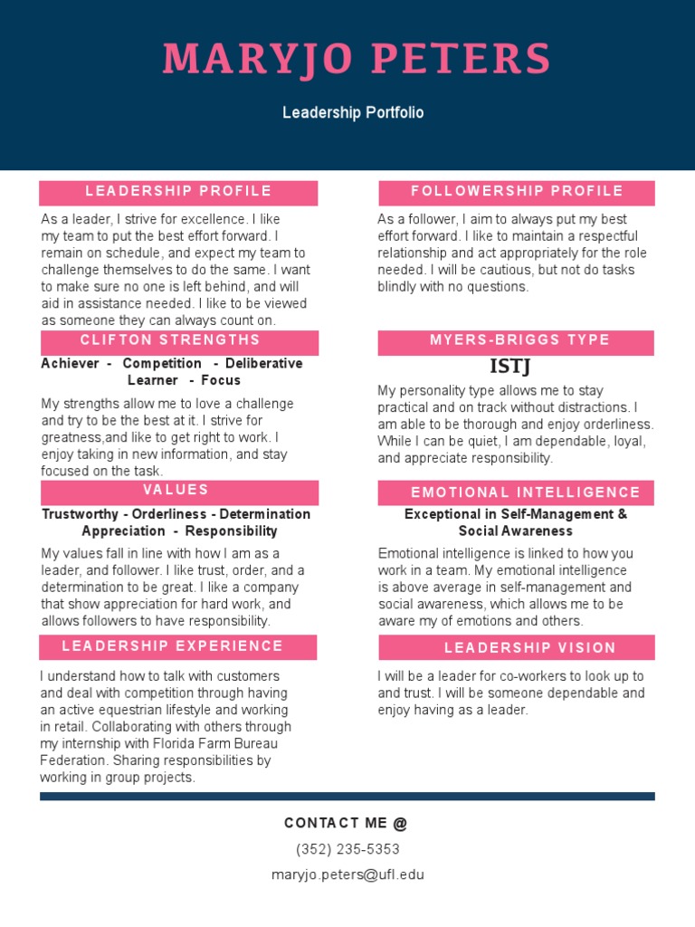 Leadership Portfolio | PDF | Emotional Intelligence | Leadership