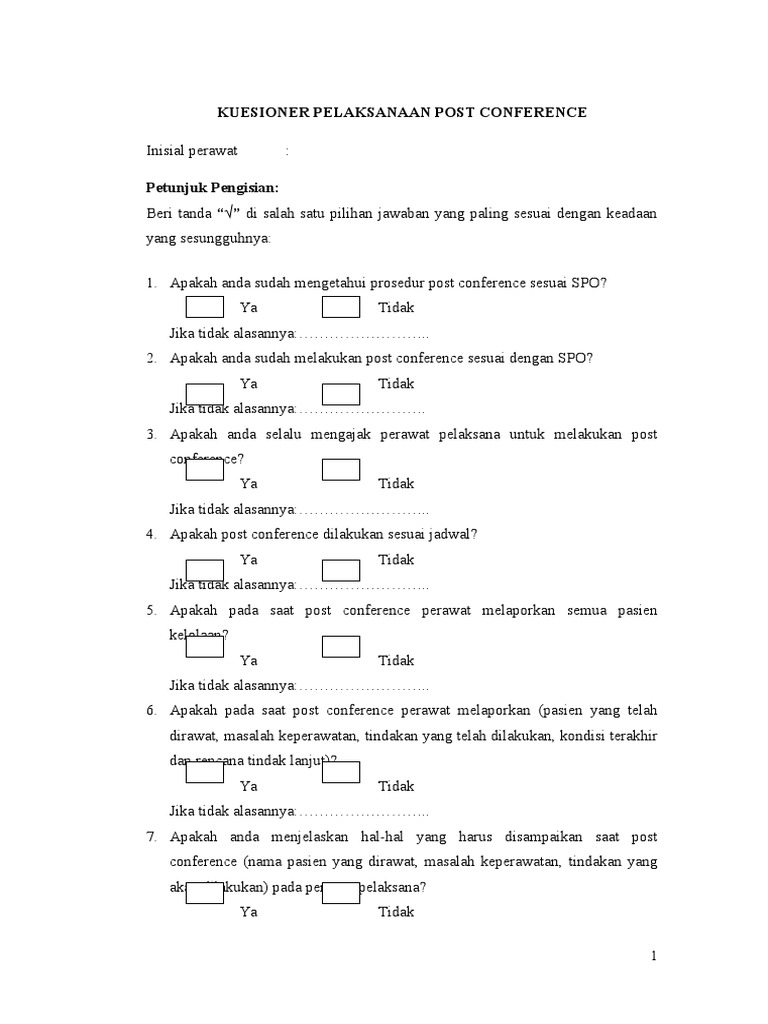 Kuesioner Pre Test Post Confrence | PDF