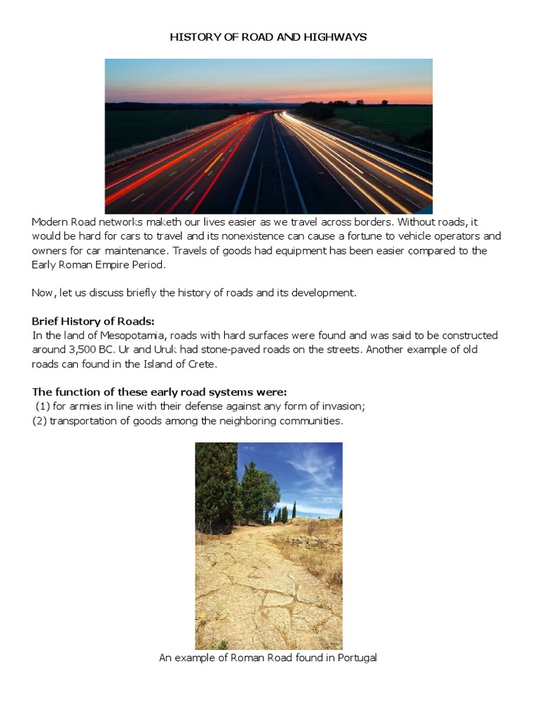 Brief History of Road and Highways | PDF | Road | Transport