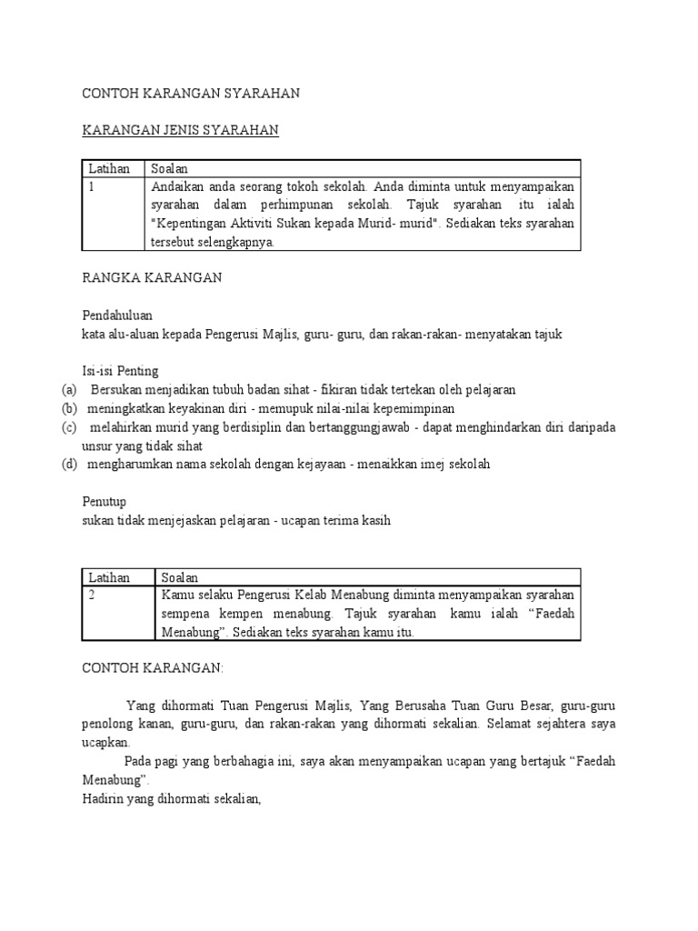 Contoh Karangan Syarahan | PDF