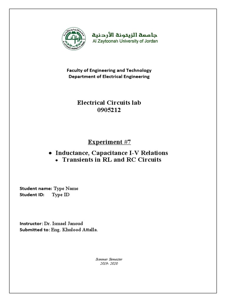 Electrical Circuits Lab 0905212: Inductance, Capacitance I-V Relations ...