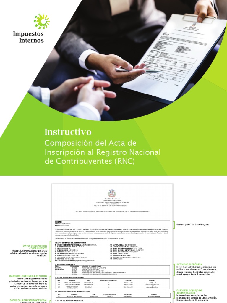 Acta Inscripcion Registro Nacional Dez Contribuyentes (RNC) PDF | PDF ...