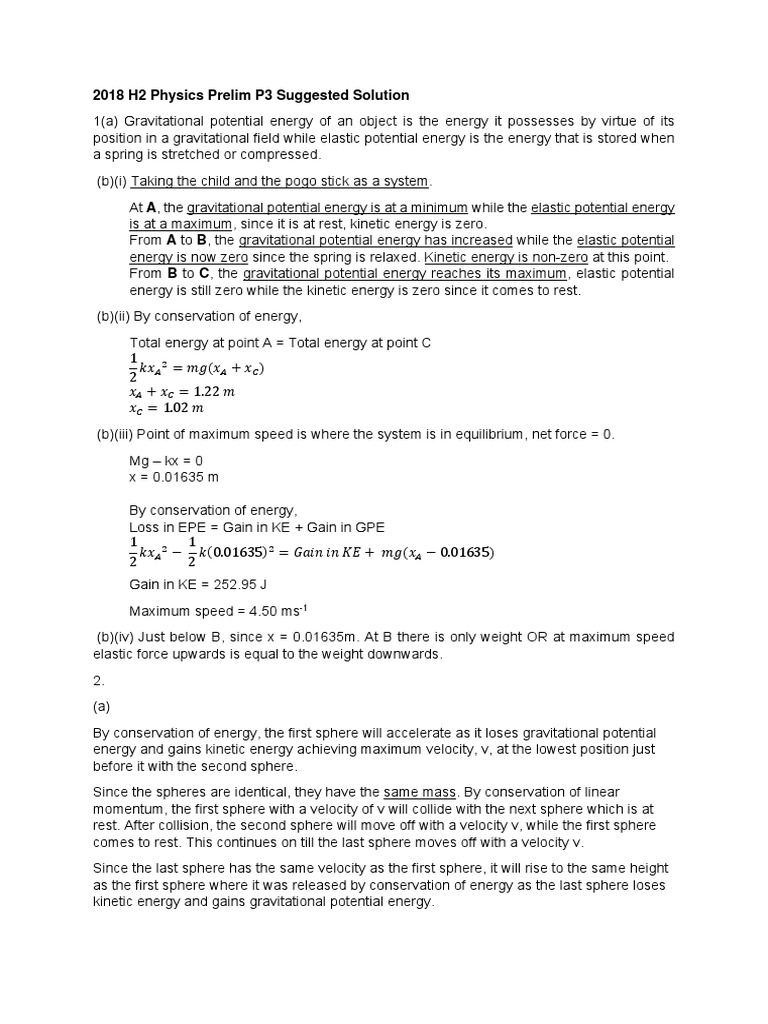 2018 H2 Physics Prelim P3 Suggested Solution | PDF | Diffraction | Wavelength