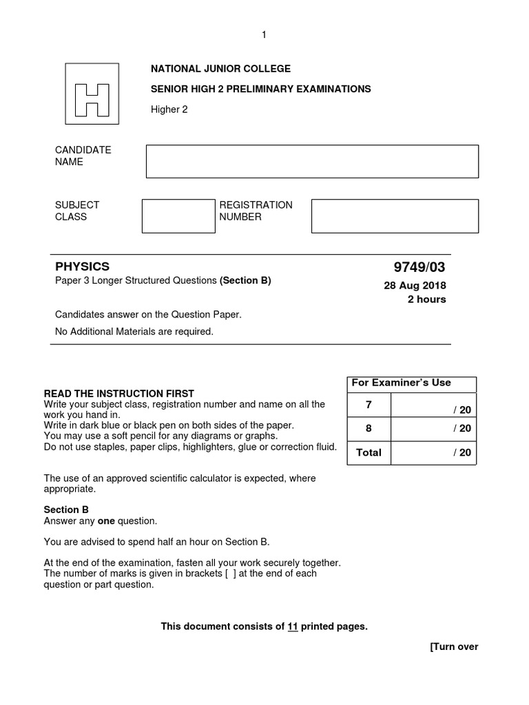 NJC H2 Phy P3B QP | PDF | Neutron | Nuclear Physics