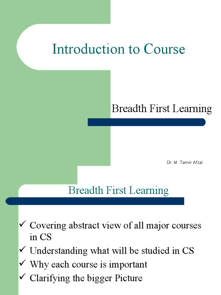 Introduction To Course: Breadth First Learning | PDF | Computers