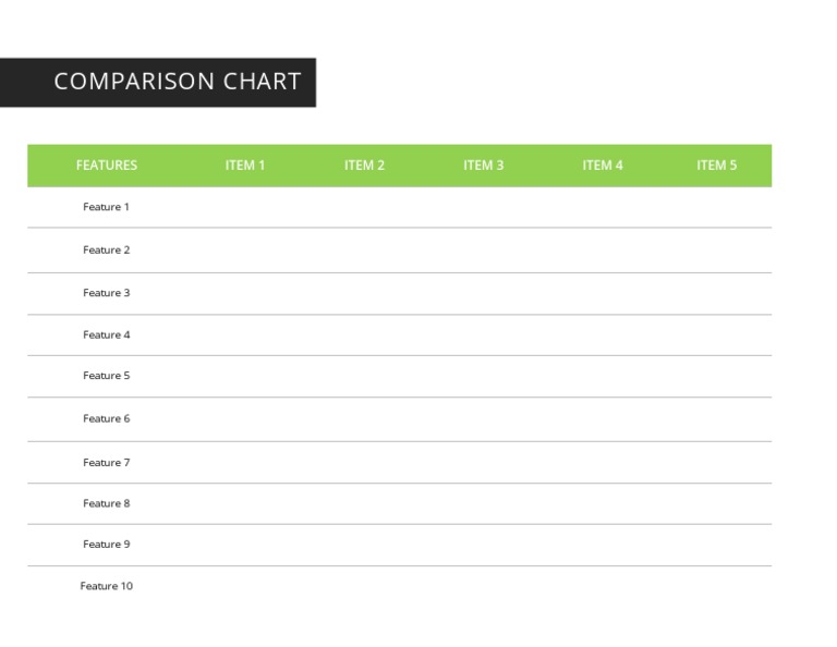 Blank Comparison Chart Template