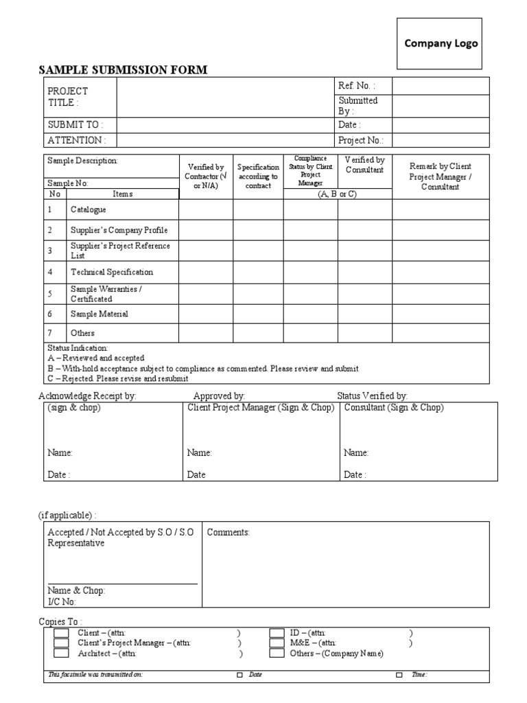 Company Logo Sample Submission Form: Verified by Contractor ( or N/A ...