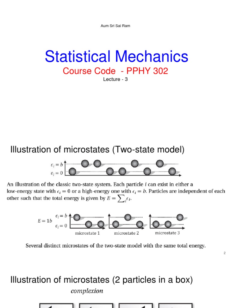 Statistical Mechanics: Course Code - PPHY 302 | PDF | Applied ...