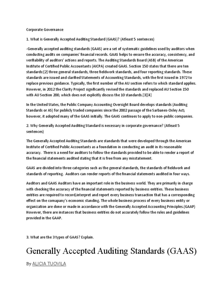 Generally Accepted Auditing Standards (GAAS) : Alicia Tuovila | PDF ...