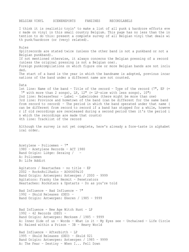 Belgian Punk | PDF | Punk Rock