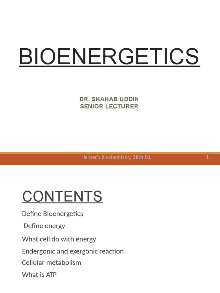 Introduction To Bioenergetics | PDF | Bioenergetics | Adenosine Diphosphate