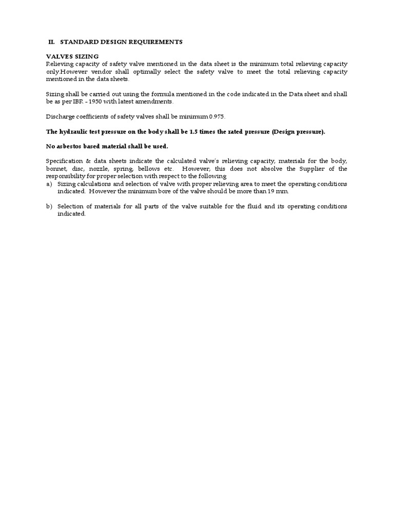 Safety Valve Sizing Requirements Guide | PDF