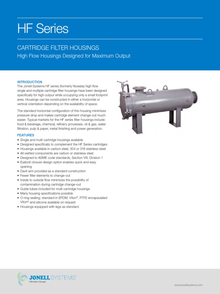 HF Series: Cartridge Filter Housings | PDF | Stainless Steel | Steel