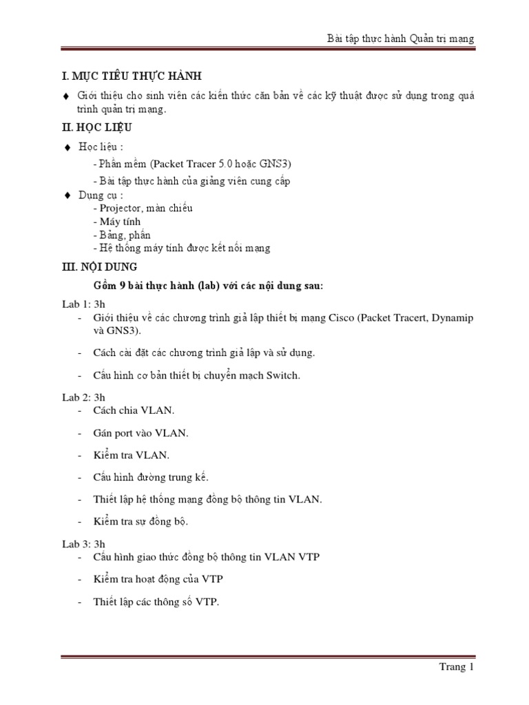 Bai Tap Thuc Hanh Quan Tri Mang PDF | PDF