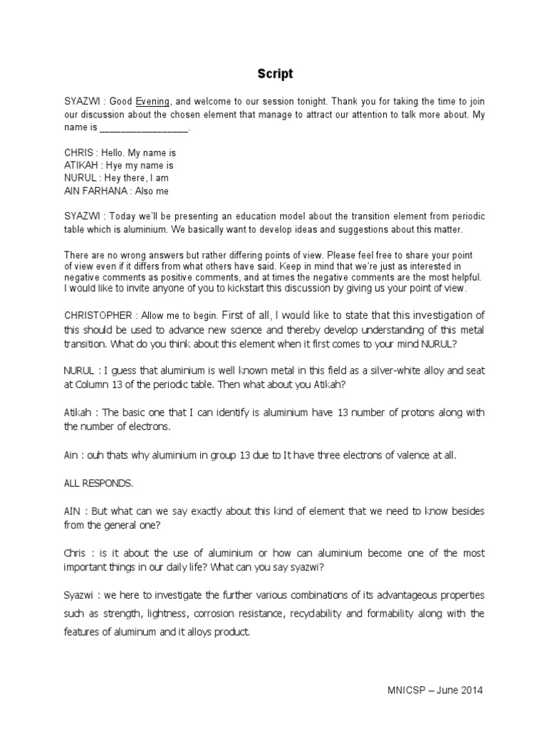 Script: First of All, I Would Like To State That This Investigation ...
