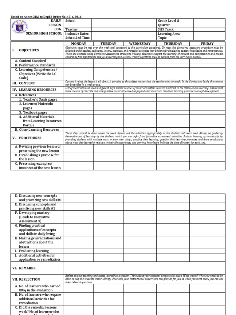 SHS DLL Template | PDF | Learning | Teaching
