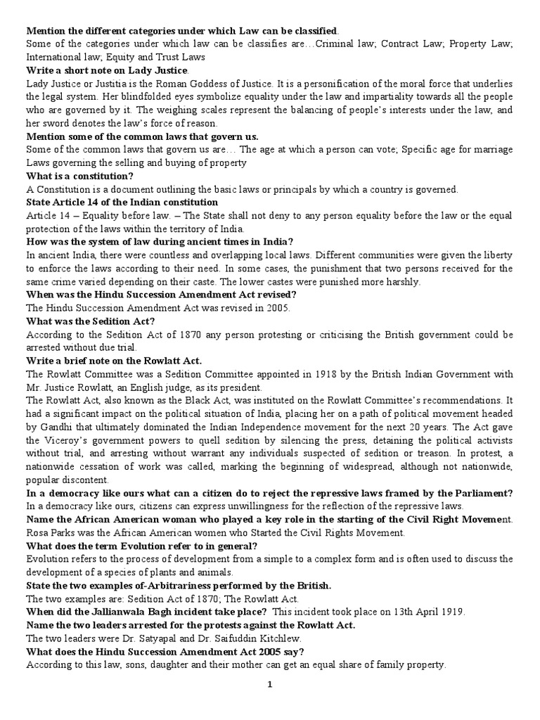 Mention The Different Categories Under Which Law Can Be Classified ...