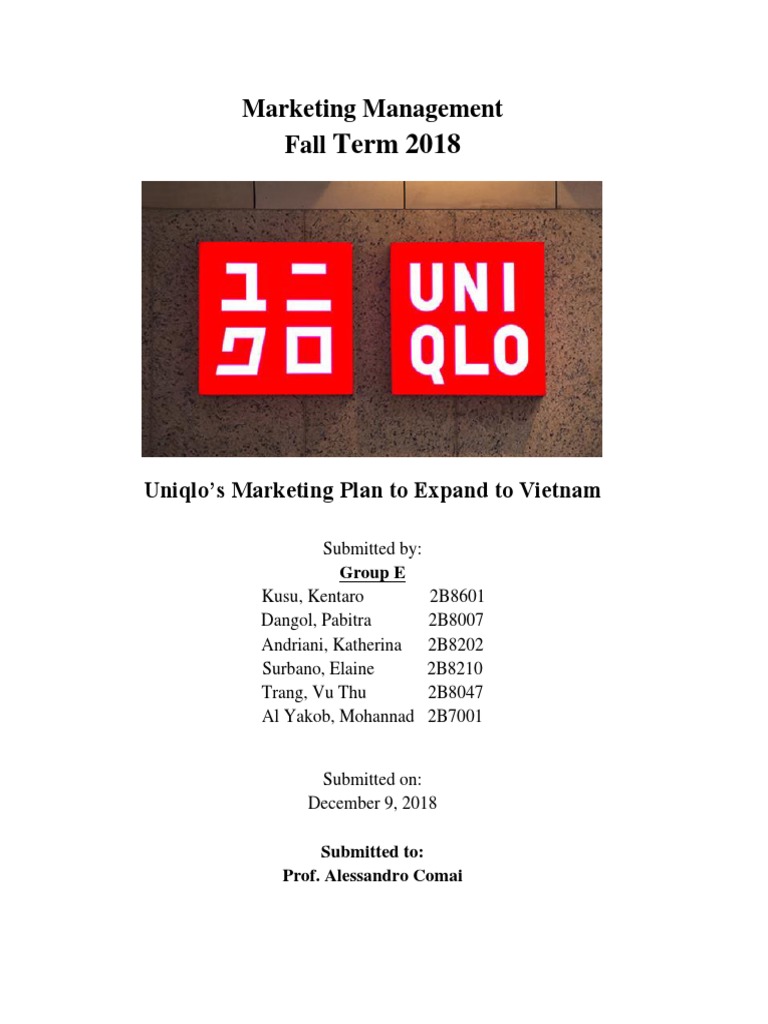 Uniqlos Marketing Plan To Expand To Viet Pdf Retail Pricing