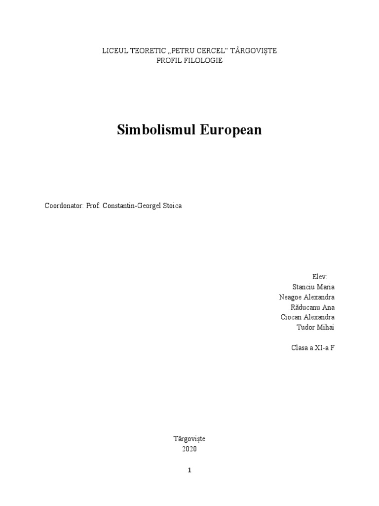 Studiu de Caz - Simbolismul European | PDF