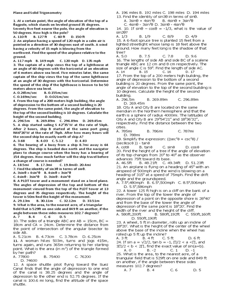 Plane and Spherical Trigonometry | PDF | Triangle | Sphere