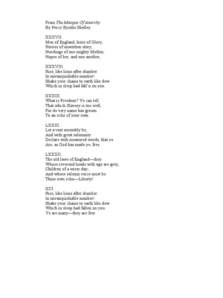 Shelley - From The Masque of Anarchy | PDF