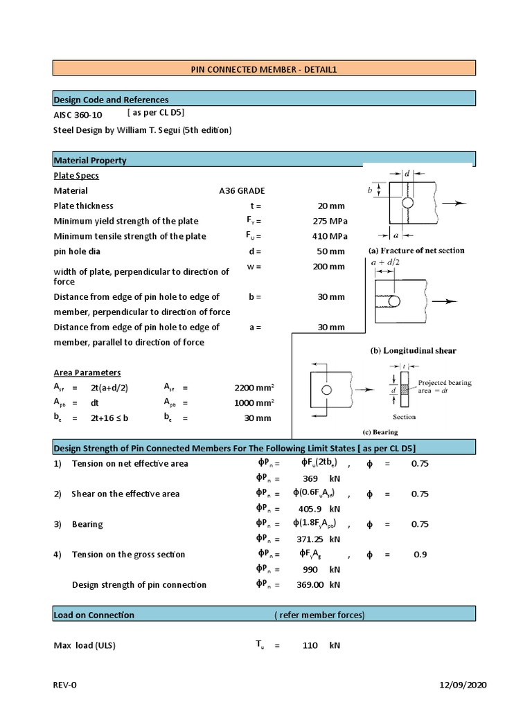 Pin Connection Design for Steel Members | PDF