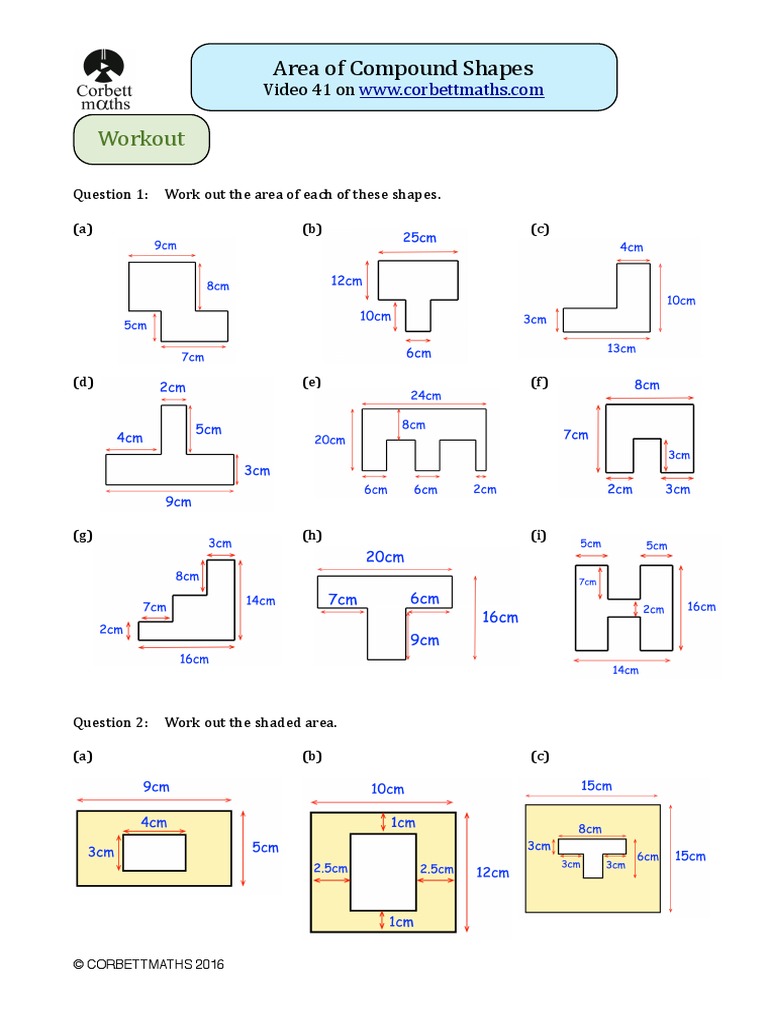 Workout: Area of Compound Shapes | PDF