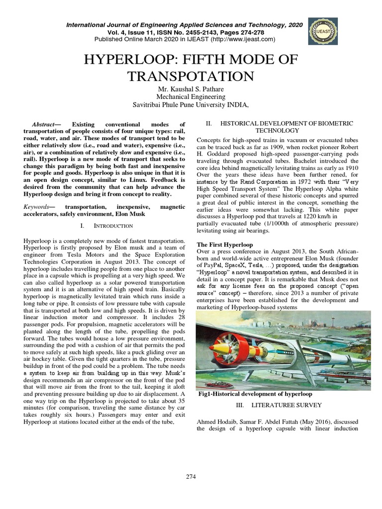 Hyperloop: Fifth Mode of Transpotation | PDF | Hyperloop | Transport
