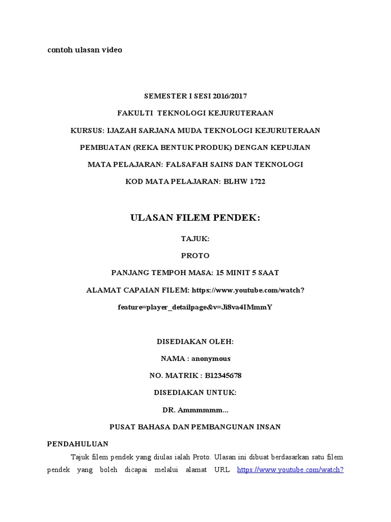 Contoh Ulasan Video | PDF