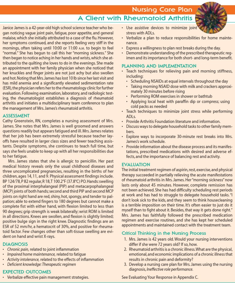 Nursing Care Plan for Rheumatoid Arthritis | PDF | Arthritis ...