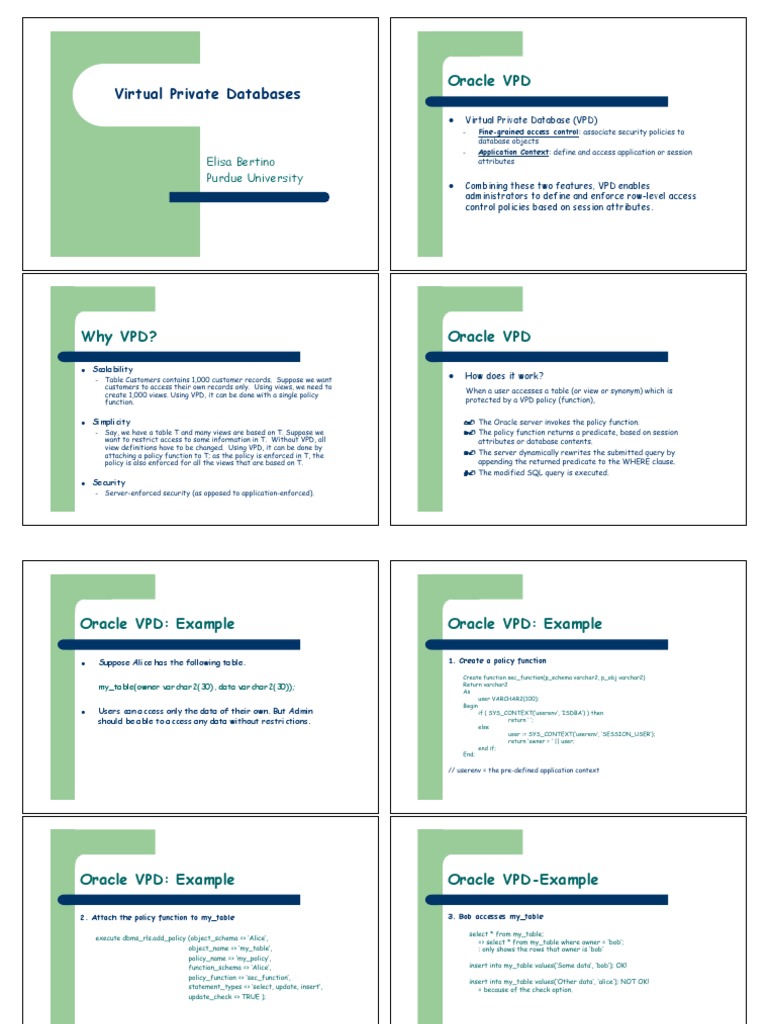 Virtual Private Databases | PDF | Oracle Database | Subroutine