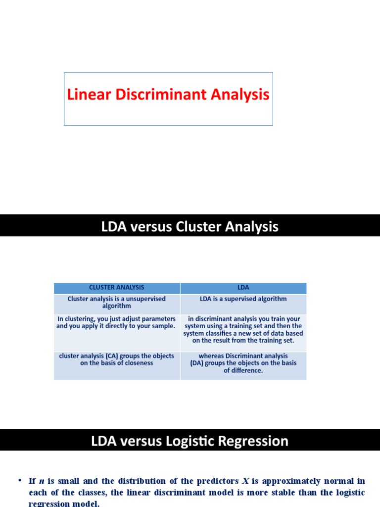 Linear Discriminant Analysis | PDF | Logistic Regression | Regression ...