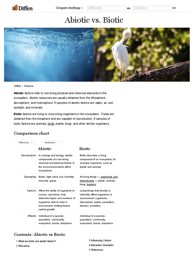 Abiotic vs. Biotic: Diffusion Osmosis | PDF | Ecosystem | Natural ...