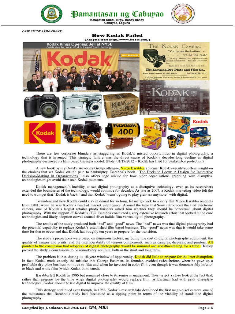 Case Study 2 - How KODAK Failed PDF | PDF | Camera | Media Technology