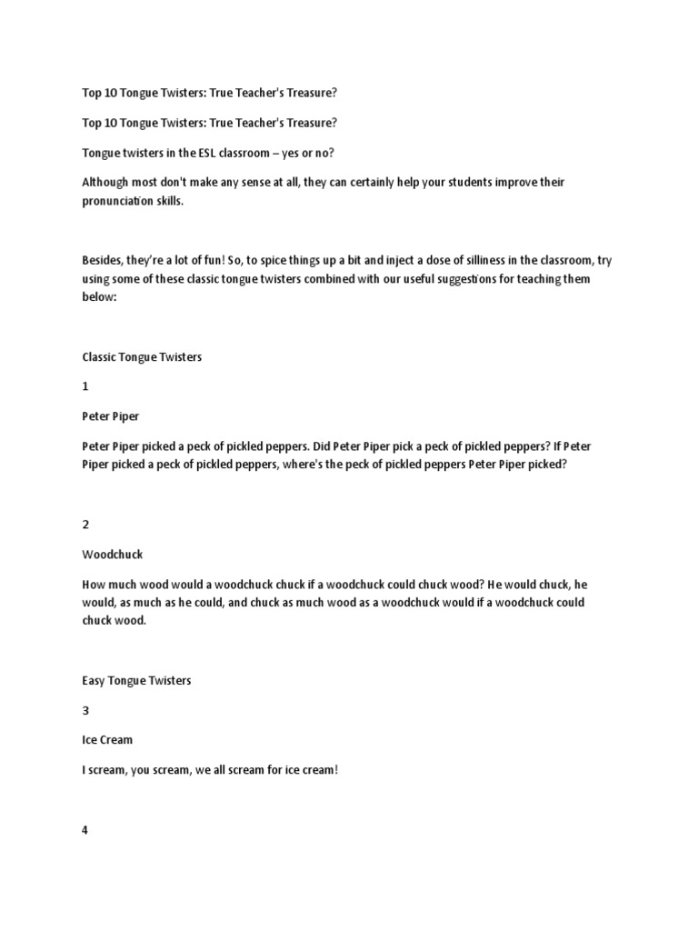 Tongue Twister | PDF